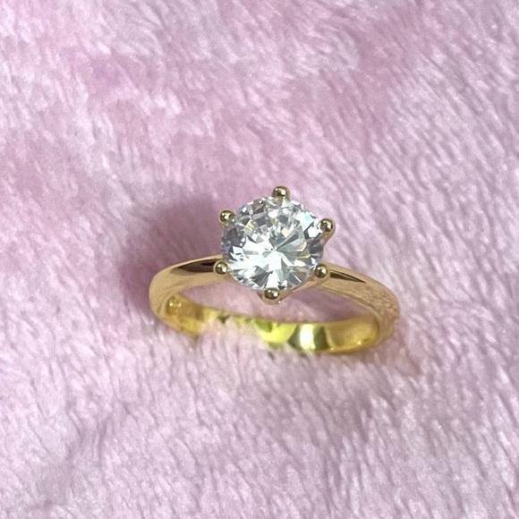 Jewelry | New 18k Gold Plated Solitaire 2 Ct Diamond Wedding Ring ...